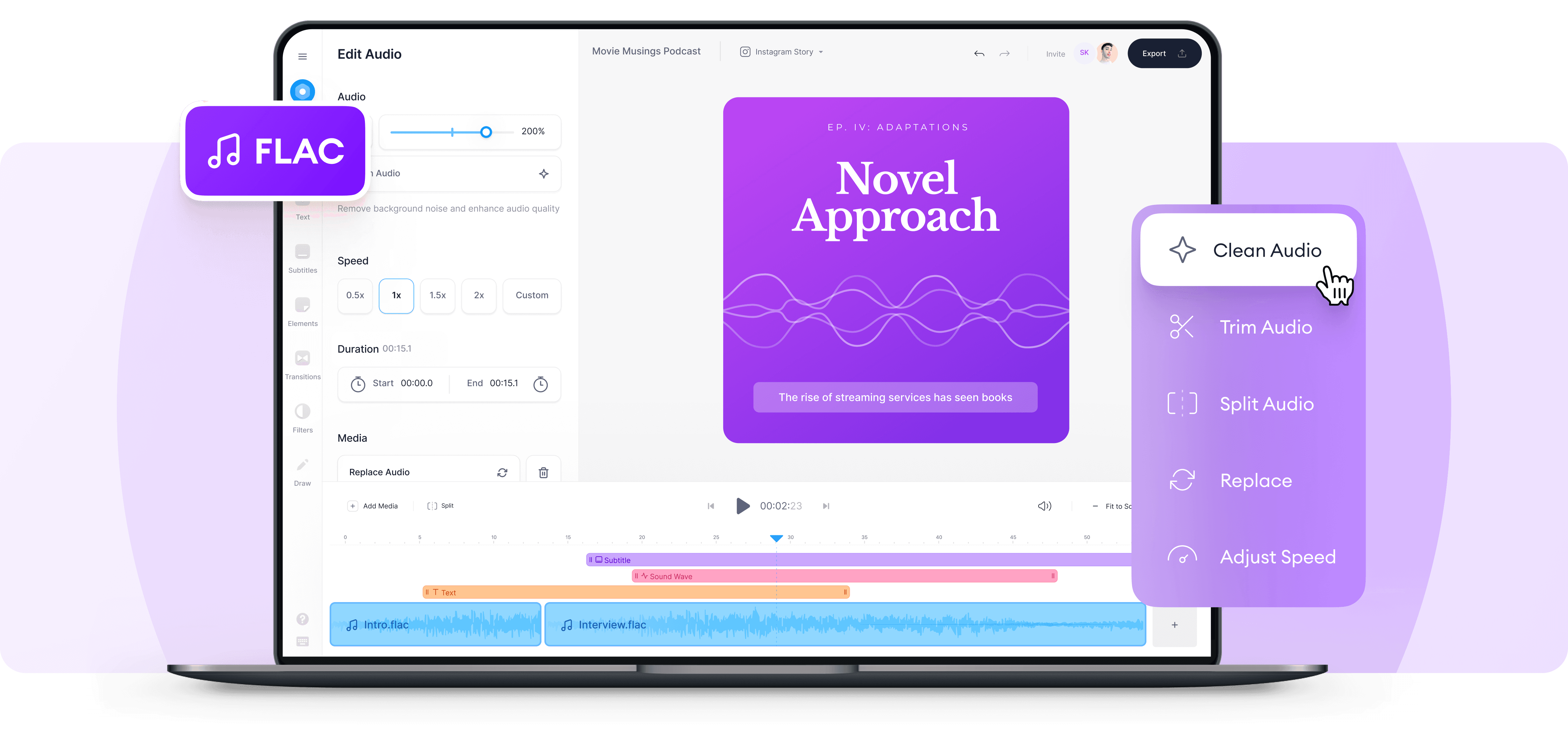 Online FLAC Editor - Create, edit and export FLAC files for free - VEED.IO