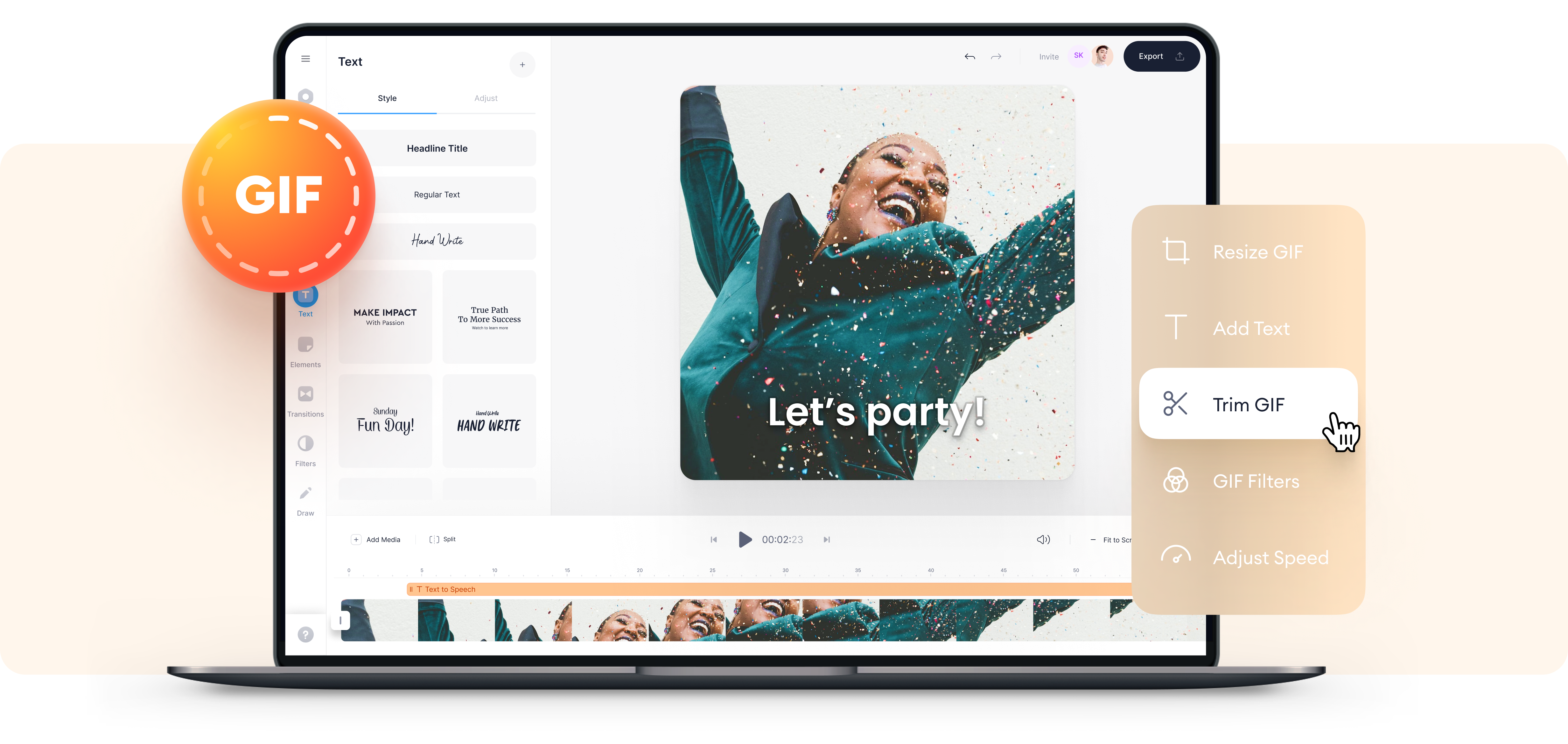 Editor de GIF en línea - Edita GIFs animados e imágenes - VEED