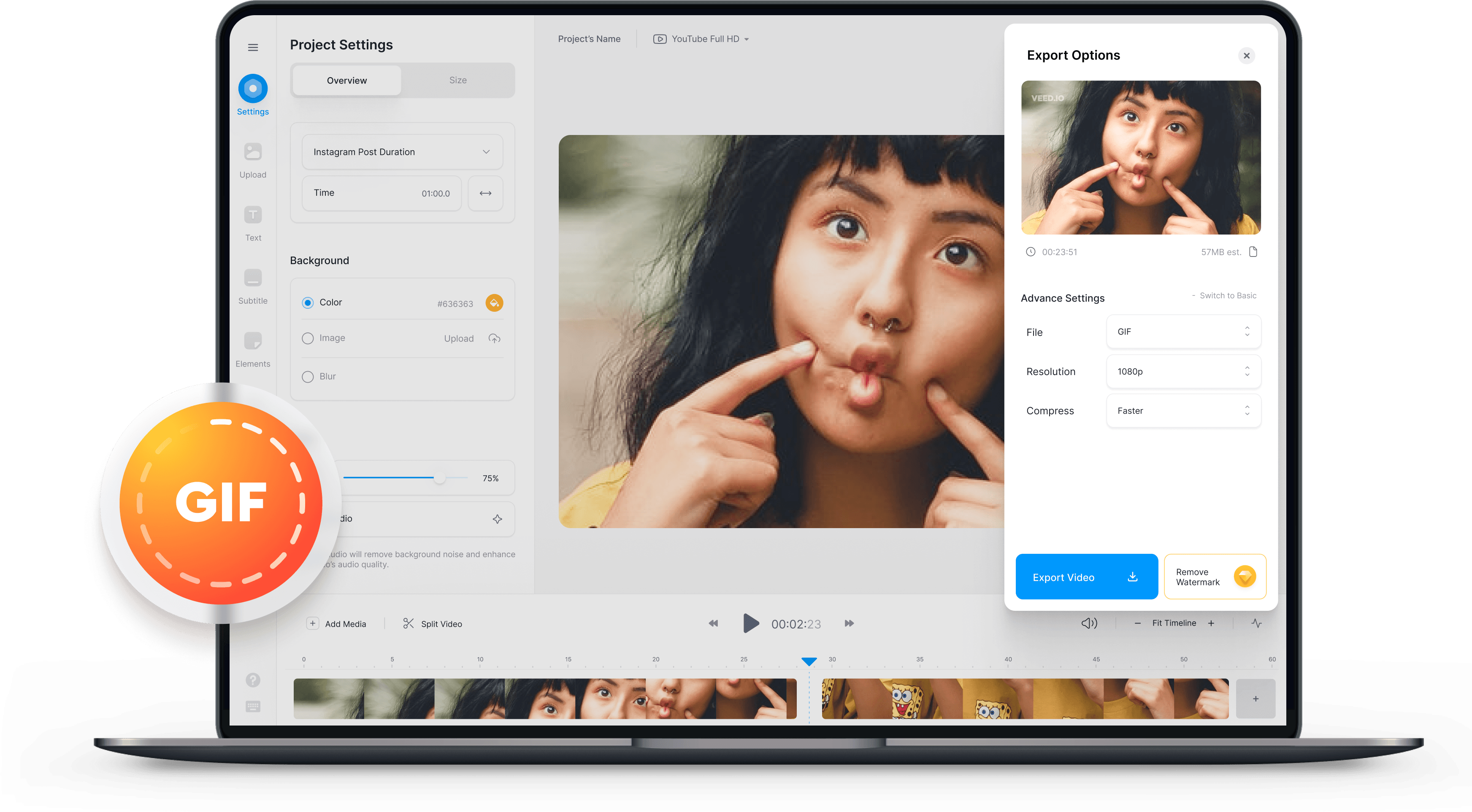 Creador gratuito de GIFs animados - Crea GIFs a partir de vídeos - VEED.IO