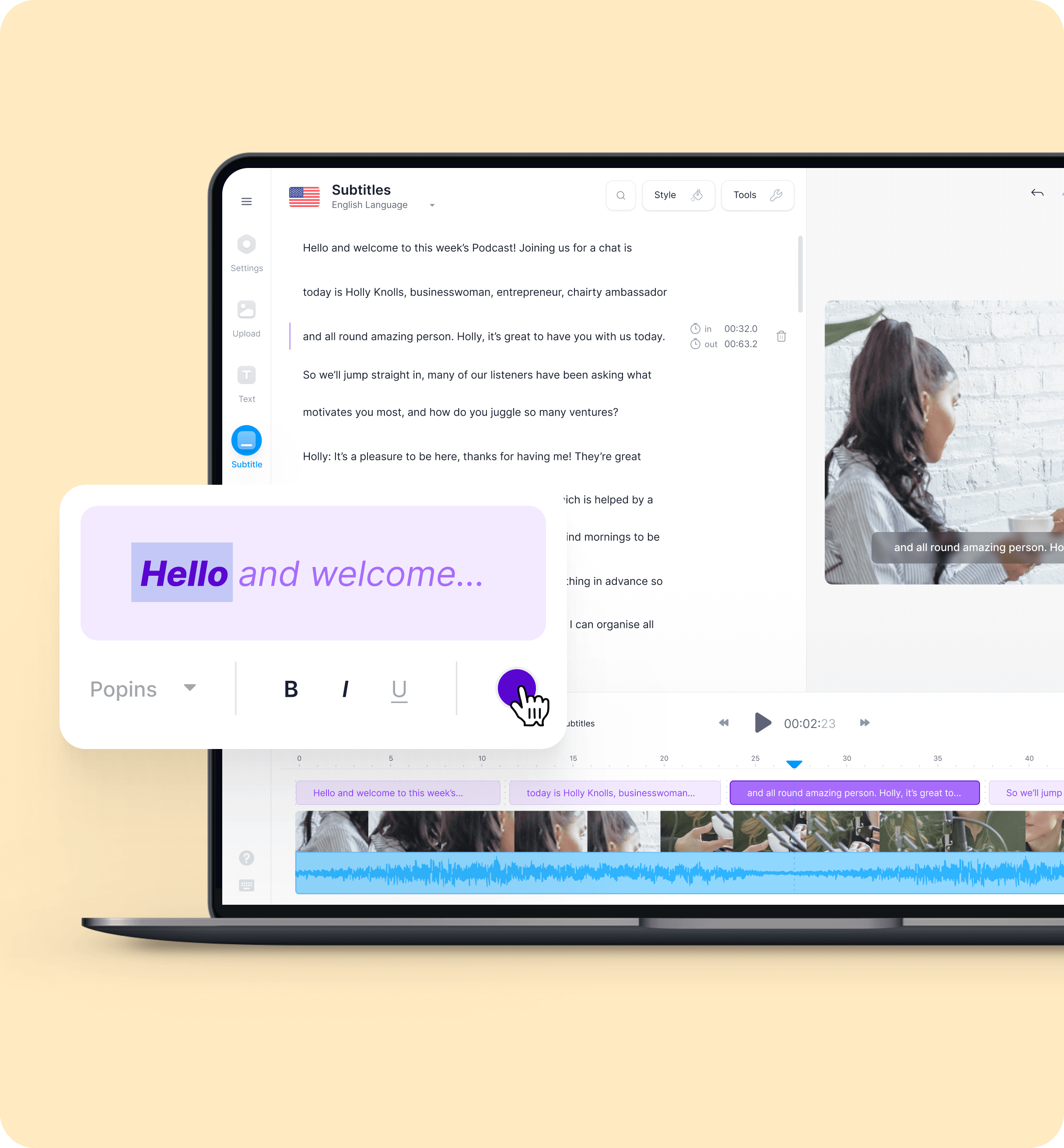 Editor en línea SRT - Edita subtítulos y leyendas - VEED.IO