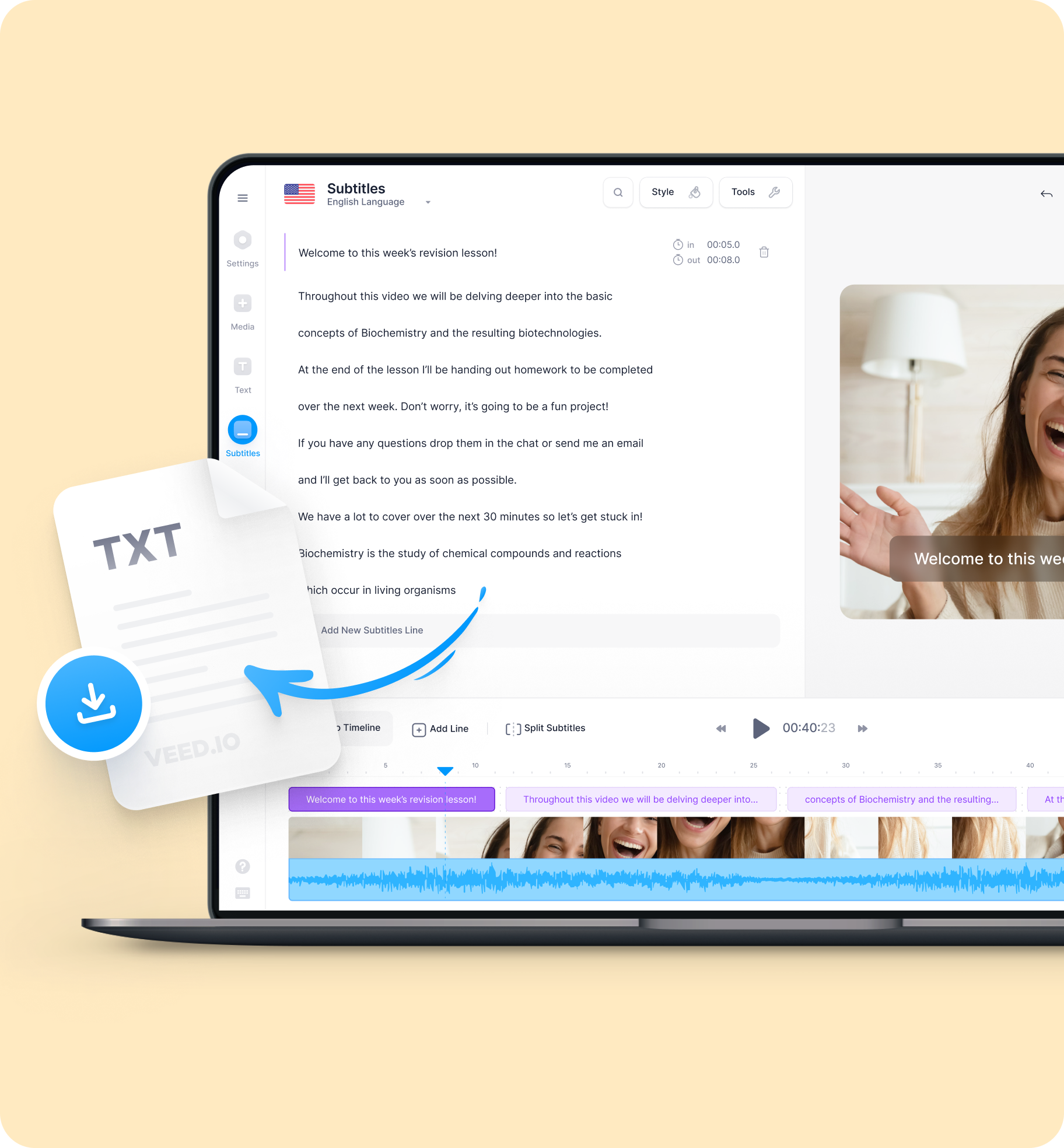 Media Transcription Online - VEED