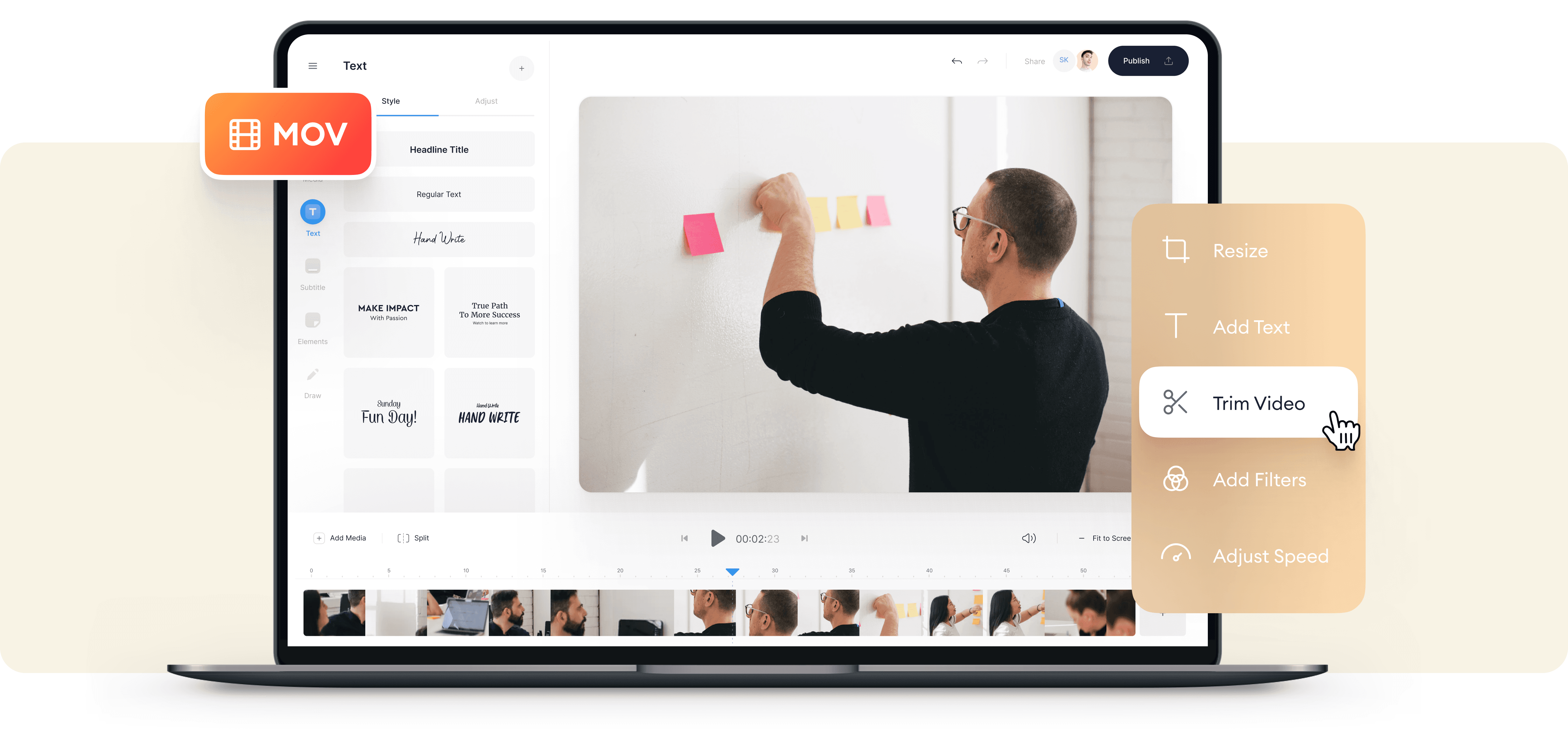 Editor en línea #1 para MOV - Rápido y fácil - VEED