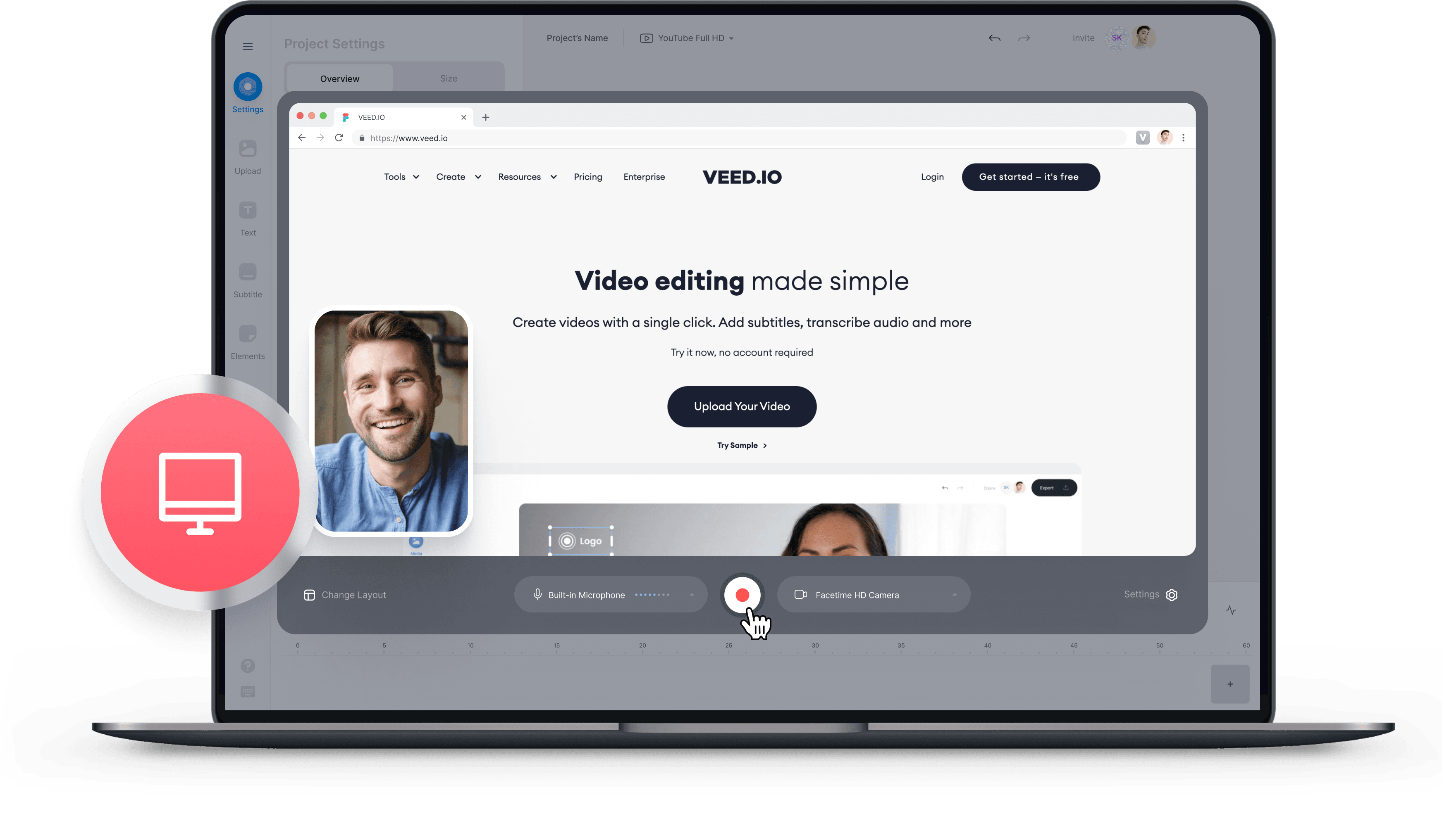 Perekam Layar - Perekam Kamera Web & Suara - VEED.IO